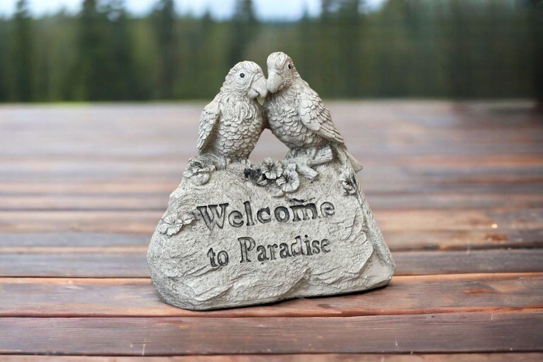 Detailed Welcome Birds Sculpture 9" Solid Parrots Figurine, Pair Bird ...