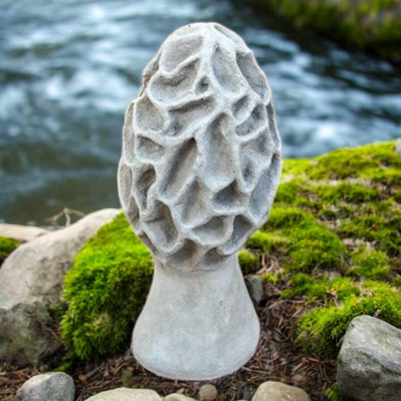 Small Mushroom Figure 8" Concrete Morel Mushroom, Forest Decor, Beton ...