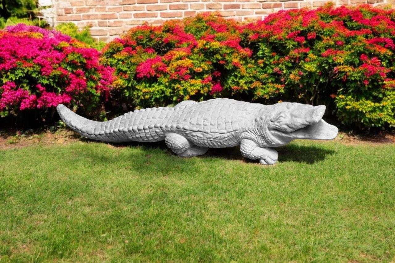 Stone Crocodile Figure 5" Cement Sea Animal With Mouth Open Statue ...