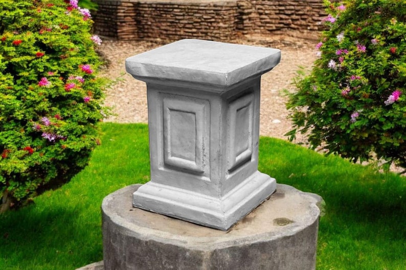 Concrete Tall Pedestal 14" Outside Stone Decoration, Lawn Ornament ...