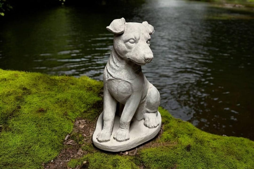 Concrete Jack Russell Dog 17" Dog Home Decor, Stone Dog Statue, Dog ...