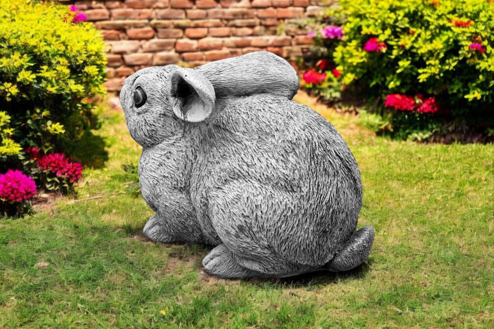 Stone Rabbit Figure 6" Realsitic Bunny Statue, Outdoor Cement ...