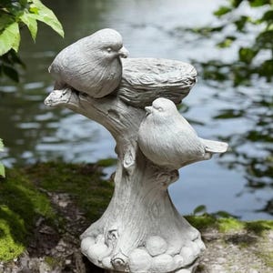 Two Birds Decoration 13" Concrete Bird Statue, Birds With Nest, Garden ...