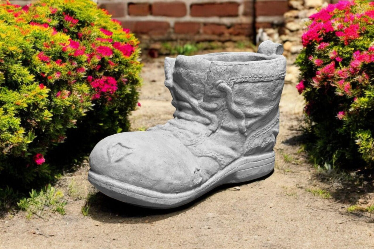 Yard Boot Planter Statue 8" Concrete Flowers Pot Figurine, Cement Old ...