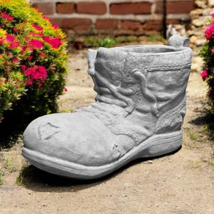 Yard Boot Planter Statue 8" Concrete Flowers Pot Figurine, Cement Old ...