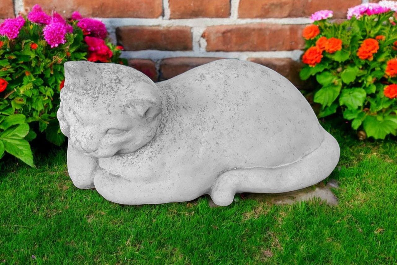 Detailed Thinker Cat Statue 7" Outdoor Laying Pet Decoration Figurine ...