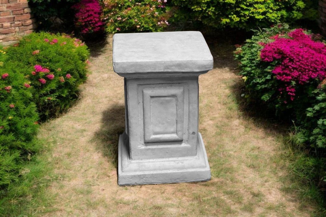 Concrete Tall Pedestal 14" Outside Stone Decoration, Lawn Ornament ...