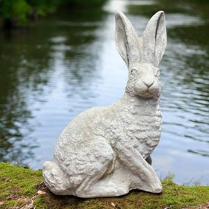 Stone Rabbit Sculpture 13" Garden Animal Decoration, Rabbit Lover Gift ...