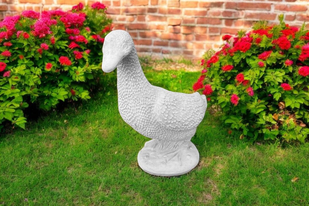 Massive Goose Statue 26" Garden Goose Figure, Standing Goose on Base ...