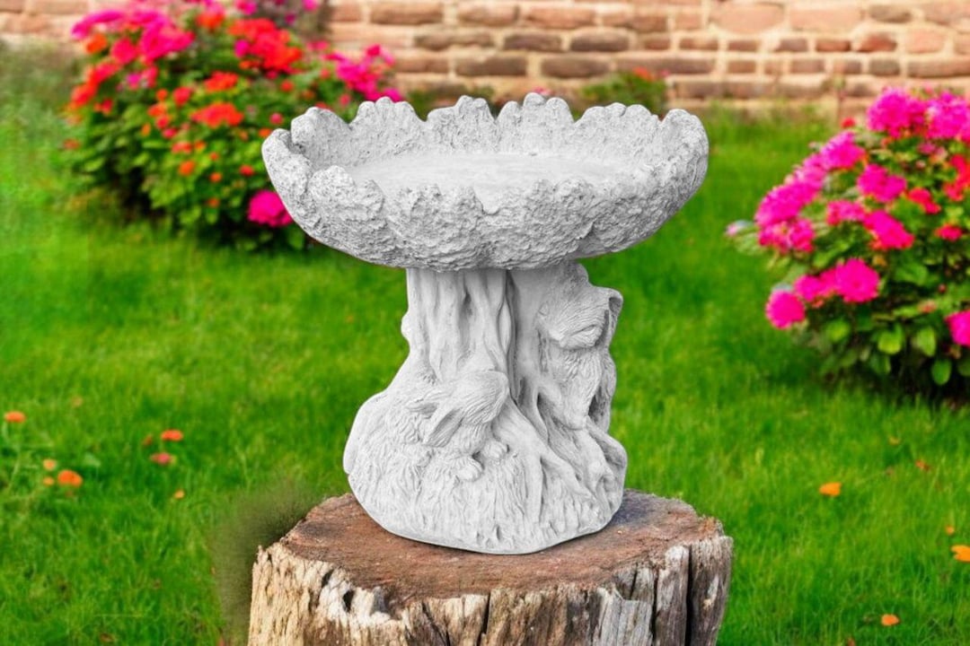 Garden Bird Bath Figure 13" Lawn Tree Decoration, Outside Drinker ...