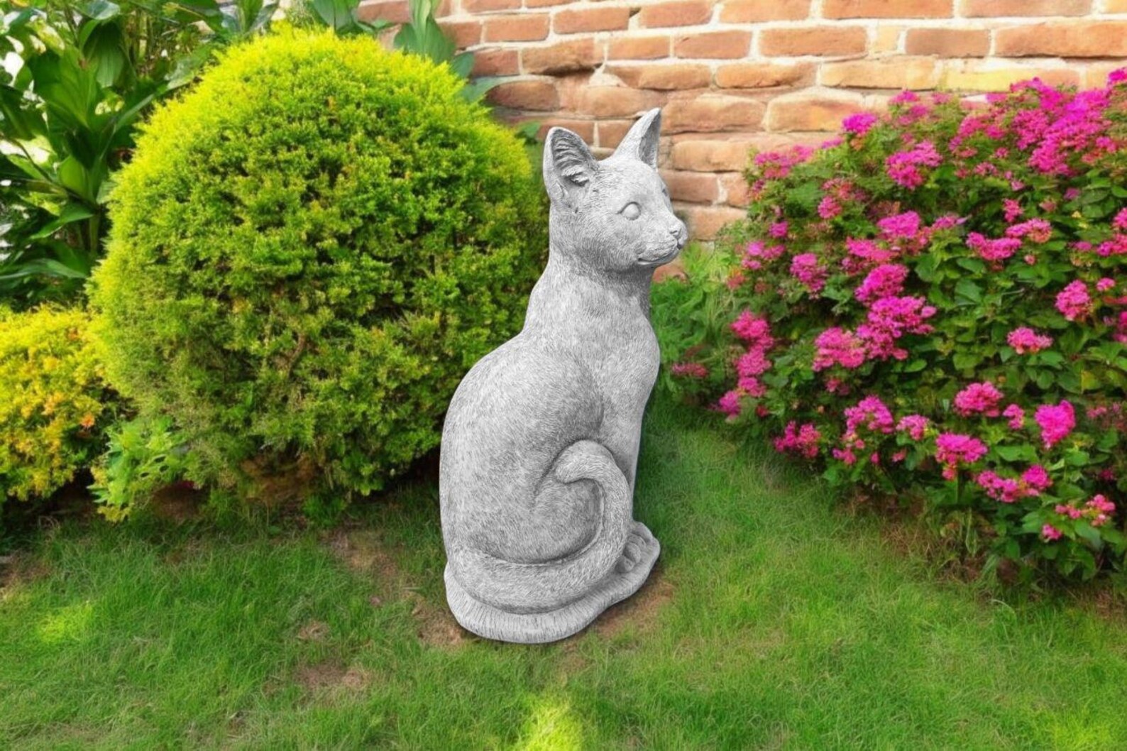 Concrete Siamese Cat 16"" Outdoor Cat Decor, Sitting Cat Sculpture ...