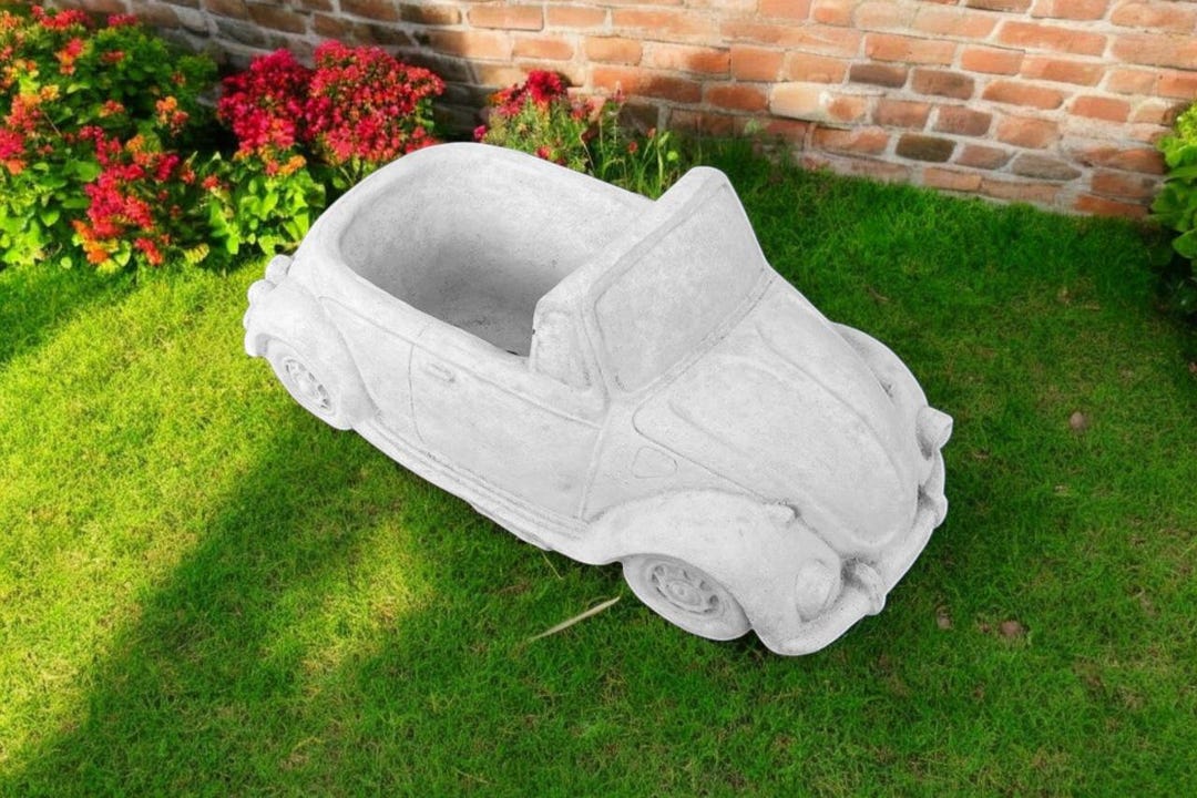 Concrete Car Planter, Outdoor Flower Pot, Car Sculpture, Planter With ...