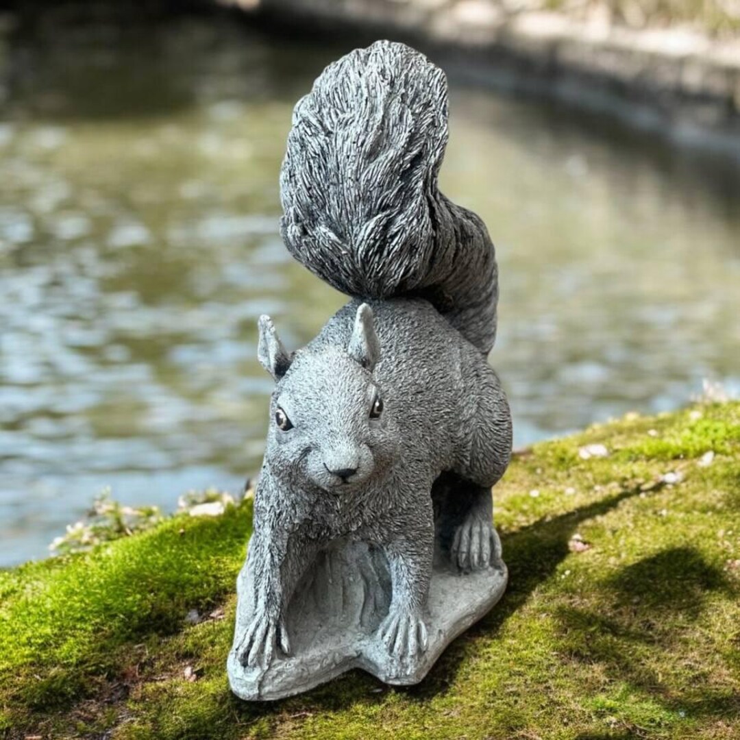 Realistic Squirrel Figure 11" Concrete Garden Animal, Outdoor Squirrel ...
