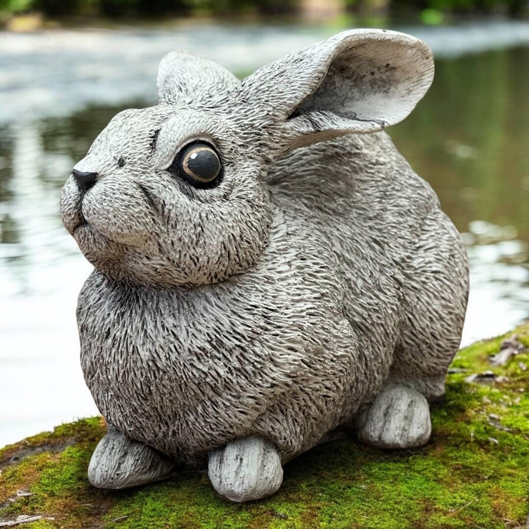 Outdoor Rabbit Sculpture 6" Stone Animal, Garden Rabbit Figurine ...