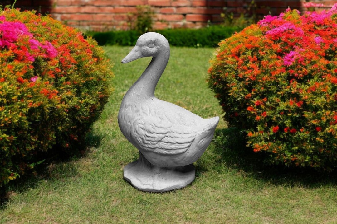 Concrete Goose Statue 12" Cement Garden Farm Animal Figure, Standing ...