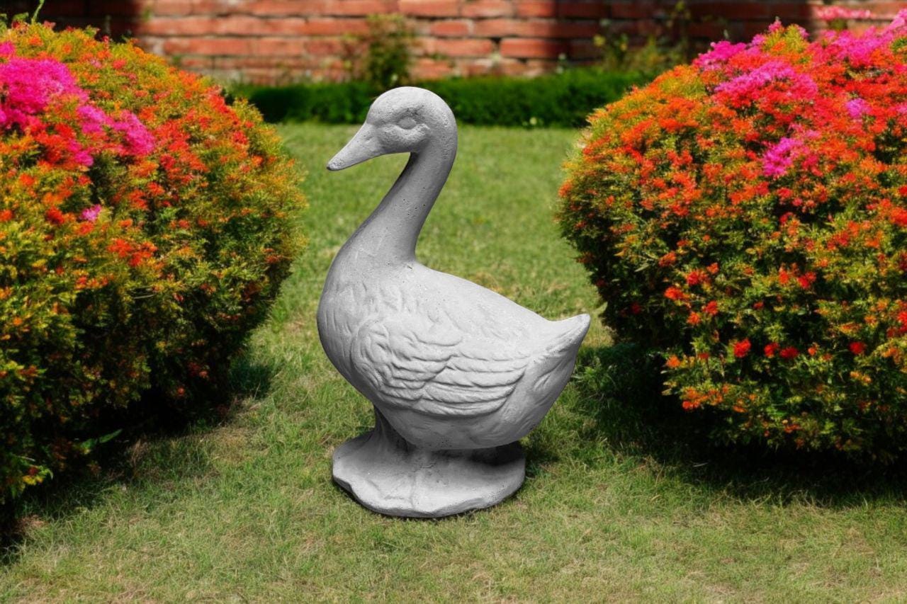 Concrete Goose Statue 12" Cement Garden Farm Animal Figure, Standing ...