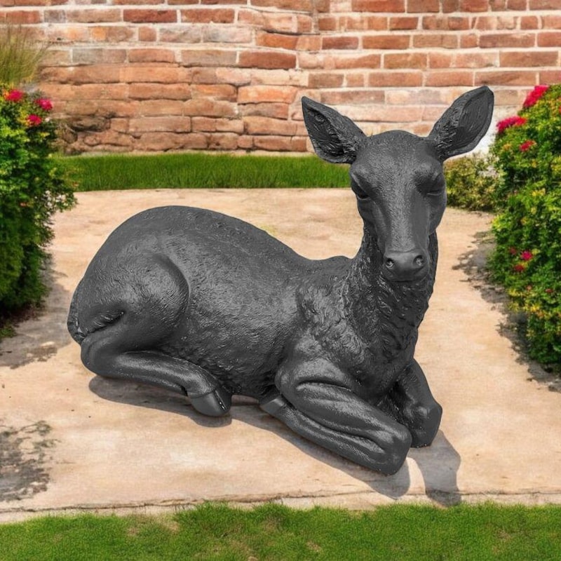 Concrete Fawn Statue - Etsy