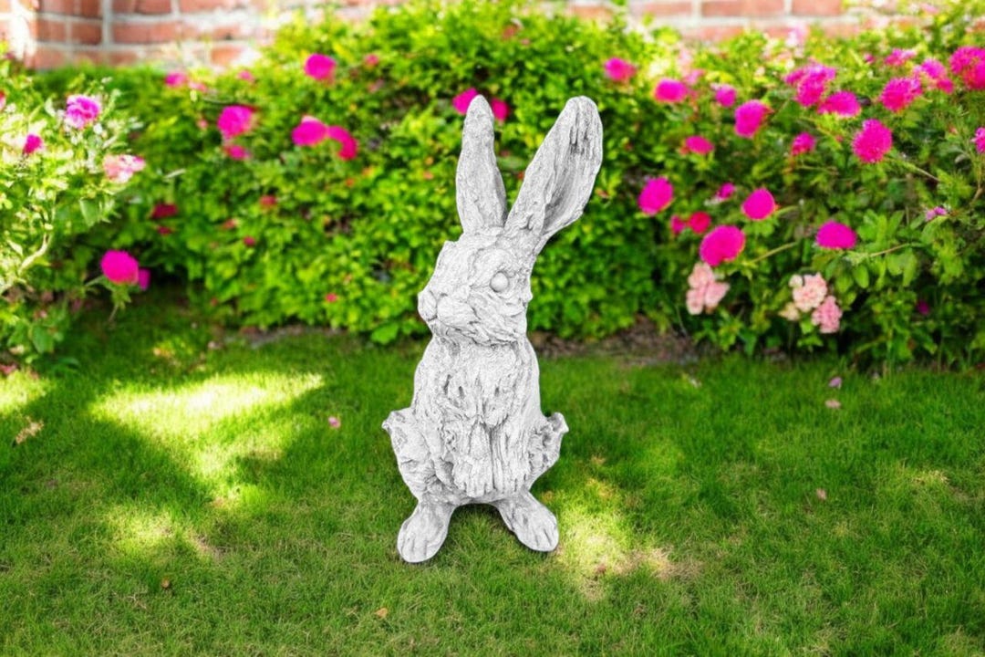 Wooden Looking Rabbit Figure 15" Backyard Wild Animals for Decor ...
