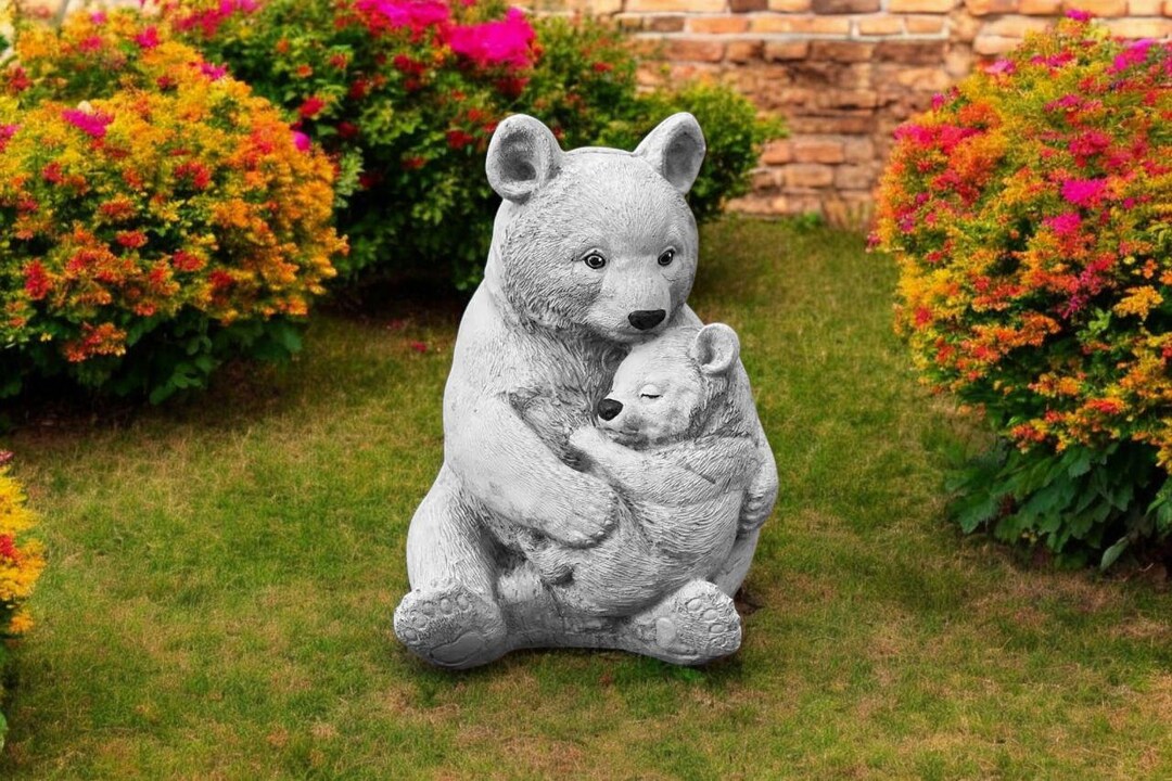 Detailed Panda With Baby Sculpture 8" Concrete Sitting Animas for ...