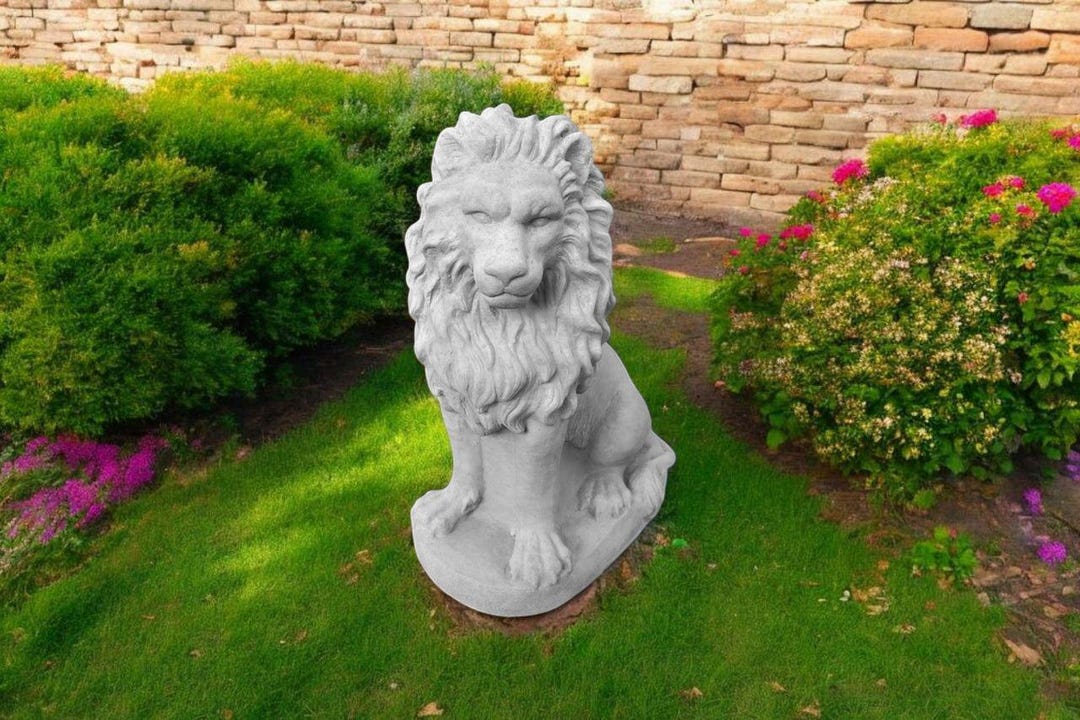Front Door Lion Sculpture 23" Backyard Animal Figurine, Lawn Lion Idea ...