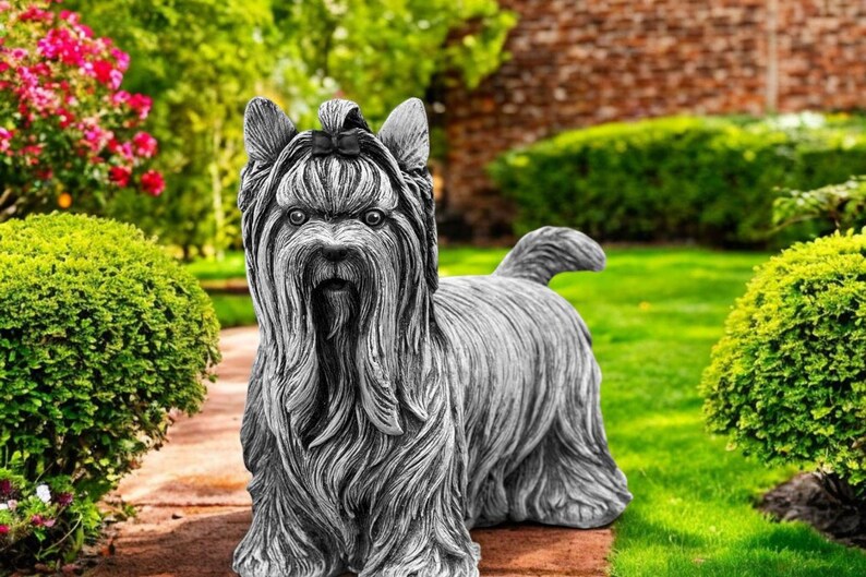 Yard Yorkshire Terrier Figure 10" Painted Standing Yorkie Statue ...