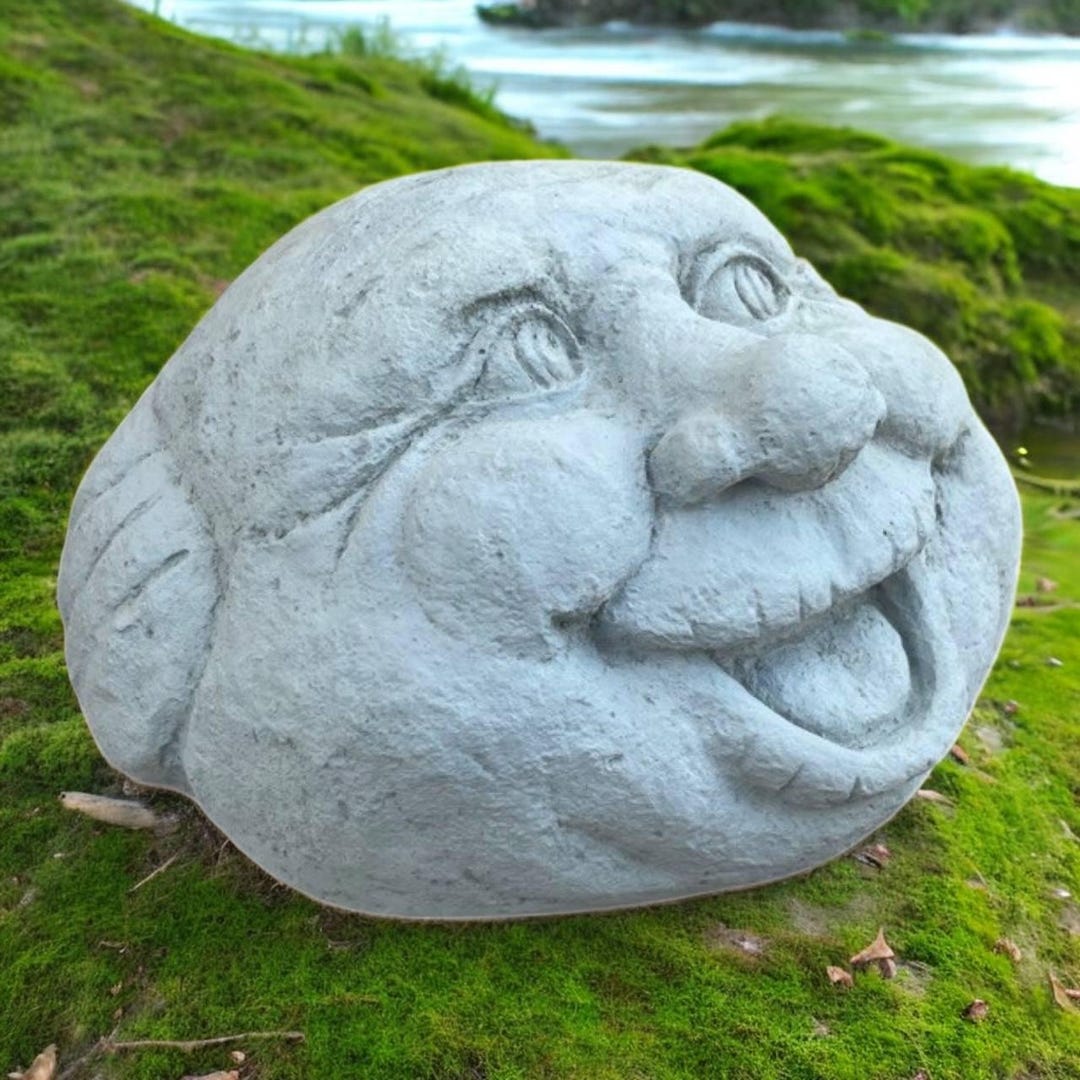 Grandpa Face Rock 5" Concrete Sculpture, Gift for Grandfather, Cement ...