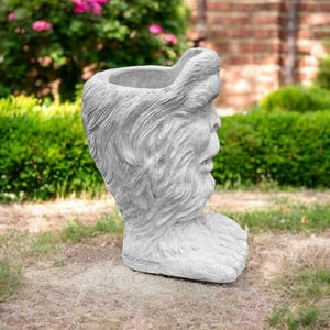 Stone Bigfoot Planter Figure 15" Cement Snowman Sculpture, Backyard ...