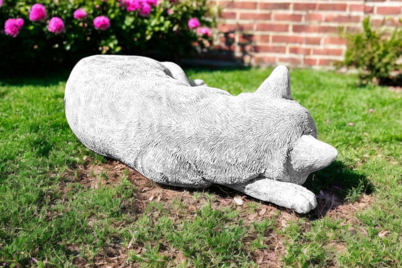 Realistic Laying Cat Contented Figurine 4" Concrete Cat Figure, Cement ...