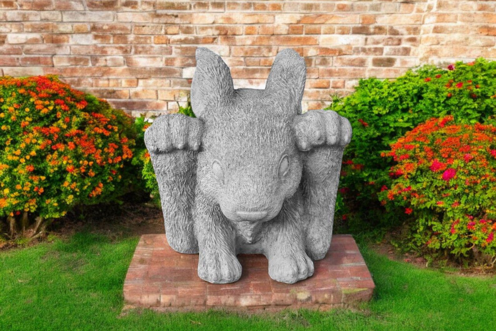 Concrete Bunny Statue 6" Cement Wild Animal Figurine, Yard Rabbit ...