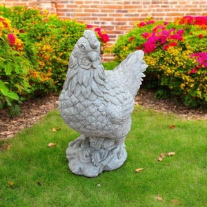 Farm Chicken Sculpture 15" Standing Chicken on Base Figure, Garden Farm ...
