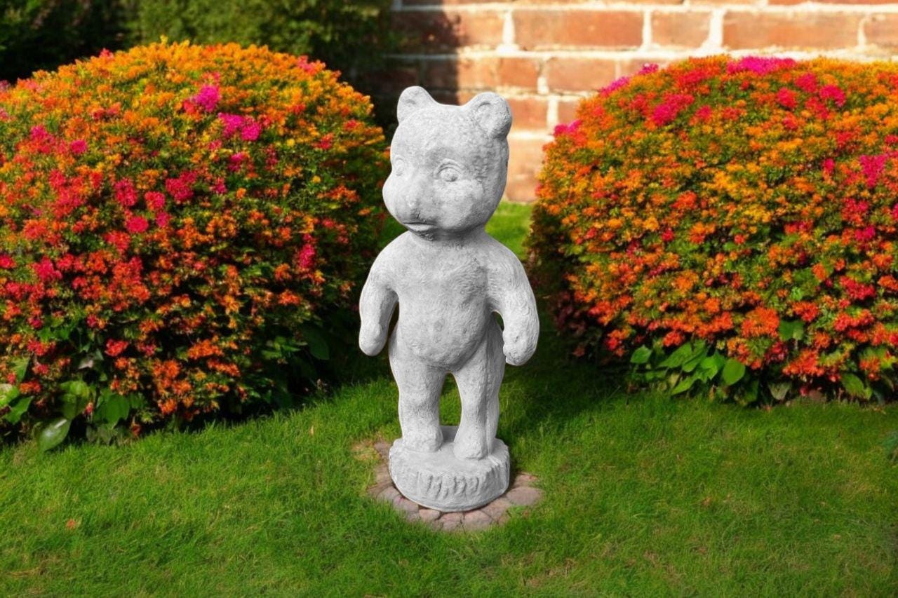 Standing Teddy Bear Sculpture 25" Wild Animal for Garden Figure, Cement ...