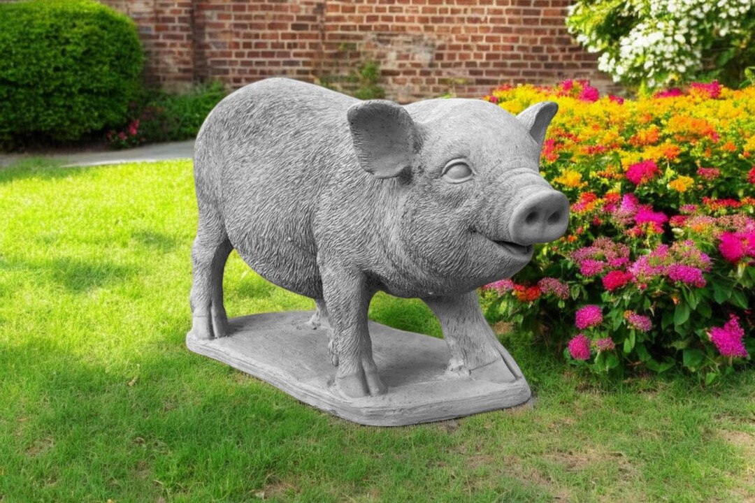 Massive Pig on Base Sculpture 10" Standing Potbelly Statue, Detailed ...