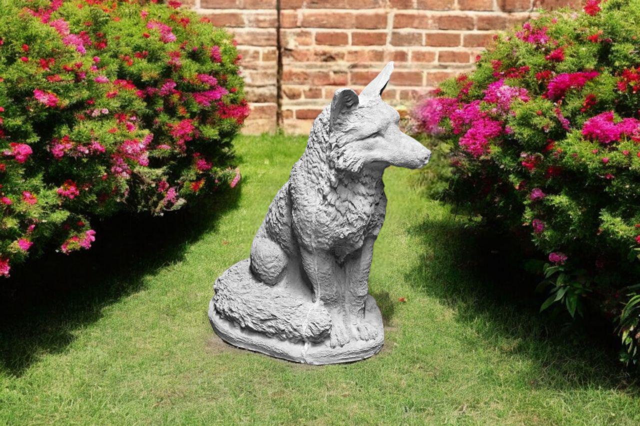 Concrete Sitting Fox Statue 19" Garden Wild Animal Figurine, Massive ...