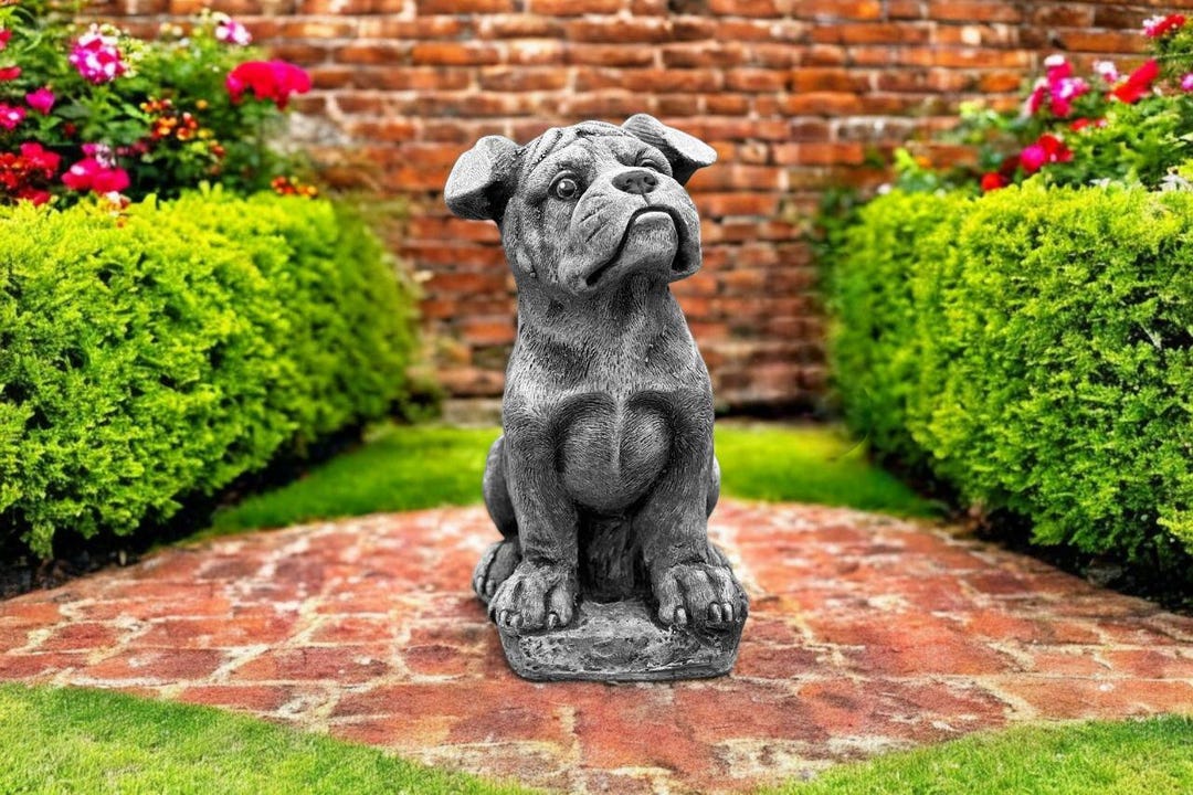 Backyard Boxer Dog Figure 8" Sitting Boxer Puppy Statue, Garden Boxer ...