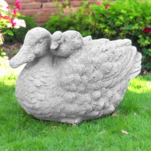 Stone Duck With Duckling Figure 6" Duckling Garden Figurine, Concrete ...