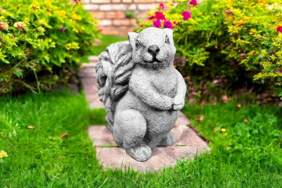 Concrete Squirrel Figure 7" Cement Gift Idea for Animals Lovers, Stone ...