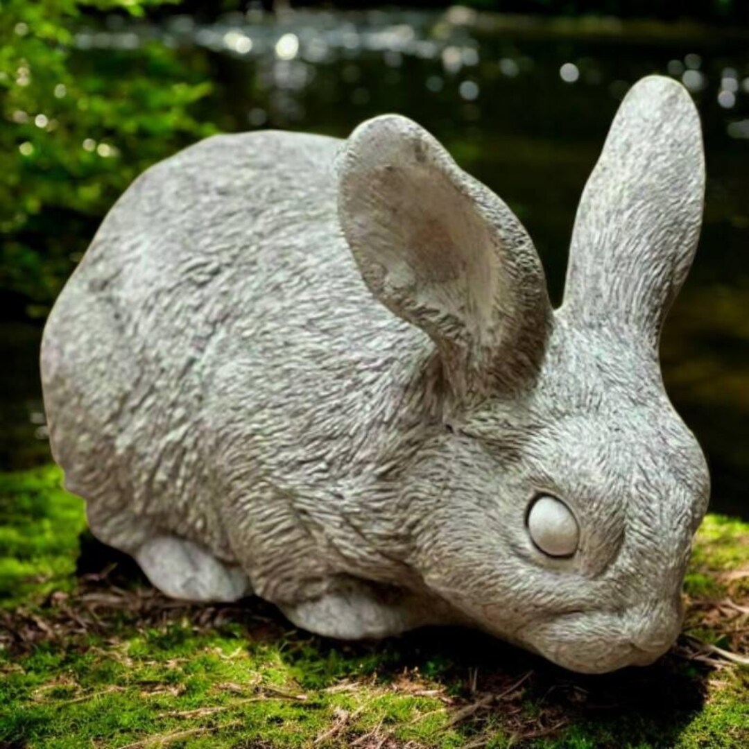 Small Rabbit Figurine 6" Concrete Rabbit Decor, Animal Sculpture ...