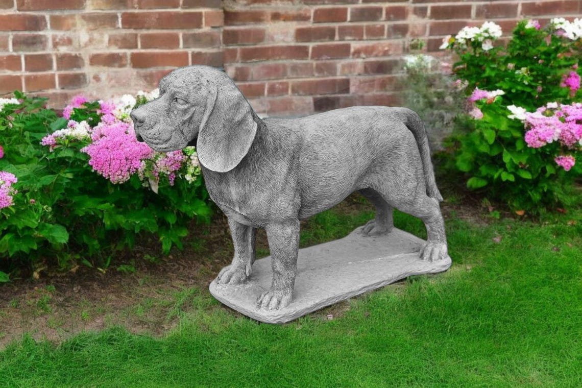 Cement Beagle Dog Figure 16" Large Beagle Massive Sculpture, Concrete ...