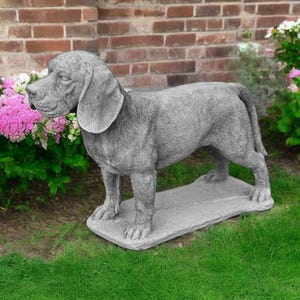 Cement Beagle Dog Figure 16" Large Beagle Massive Sculpture, Concrete ...