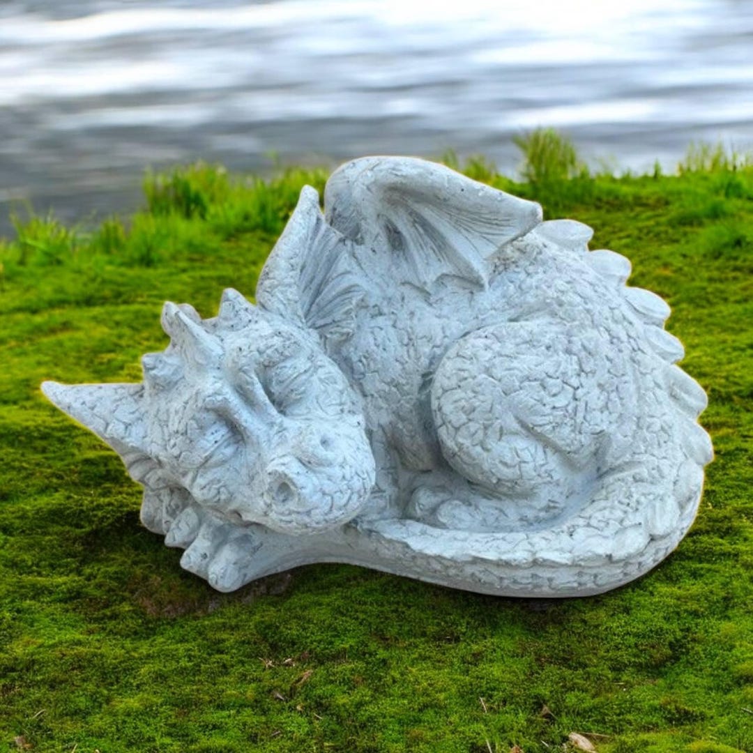 Small Dragon Statue 5" Concrete Dragon, Fantasy Sculpture, Cute ...