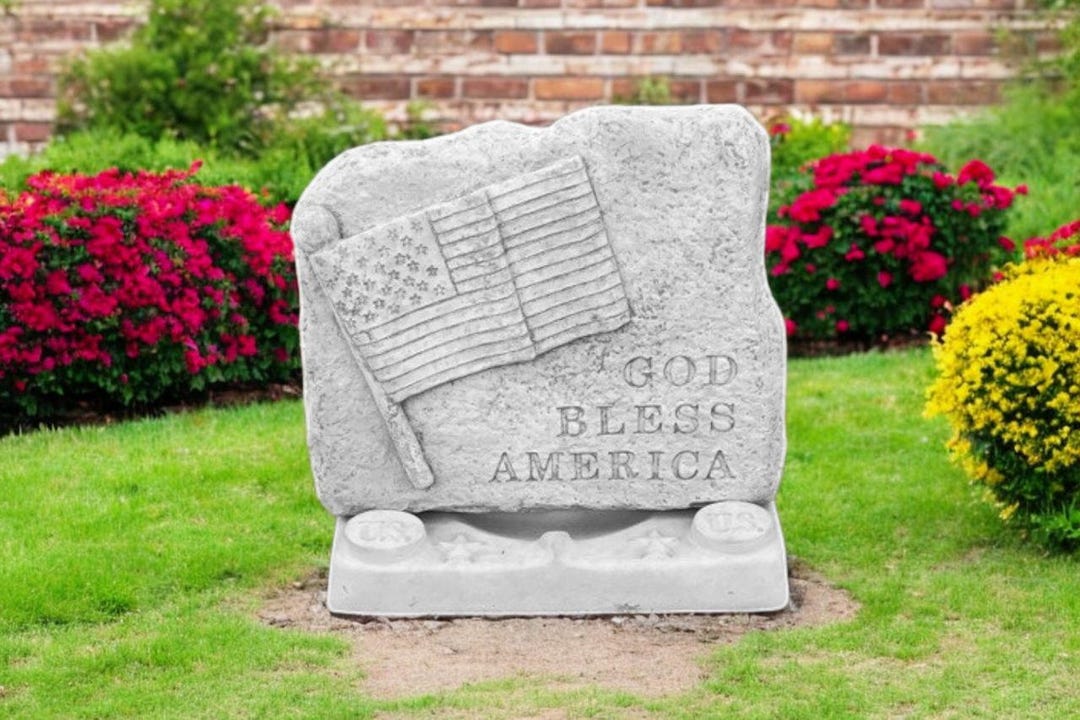 Rock God Bless America Figure 9" Stone Veteran Rock Memorial, Outdoor ...