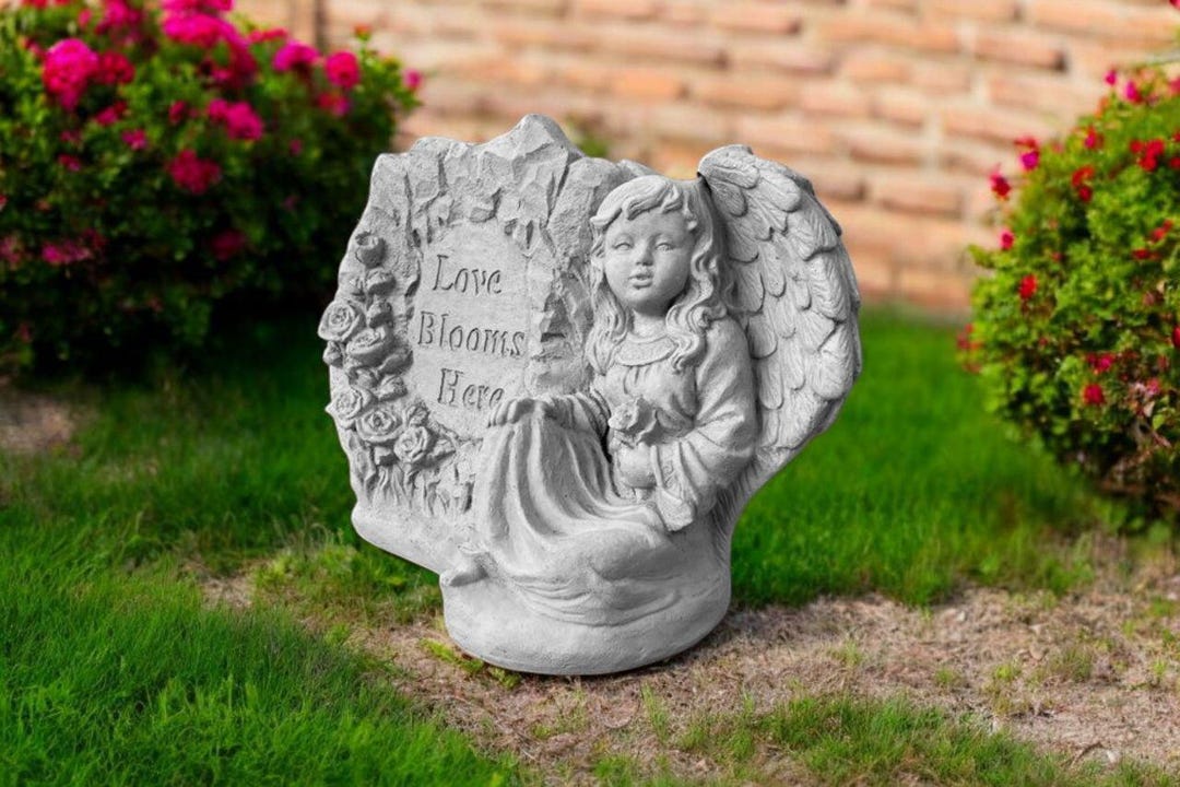 Outdoor Angel Statue 12" Religious Garden Sculpture, Lawn Cherub Idea ...