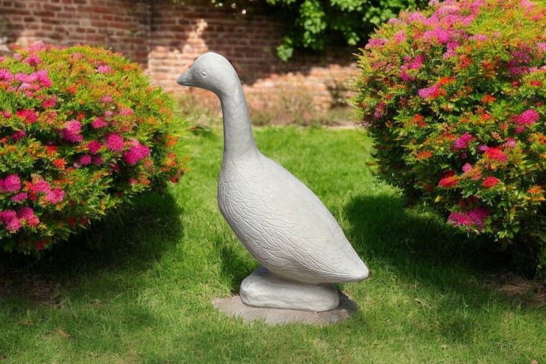 Cement Standing Goose Figure 23" Concrete Massive Farm Animal Sculpture ...