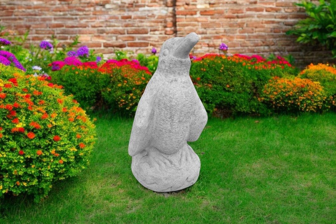 Detailed Penguin Figure 16" Standing Penguin Statue for Decor, Stone ...