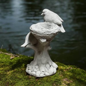 Two Birds Decoration 13" Concrete Bird Statue, Birds With Nest, Garden ...