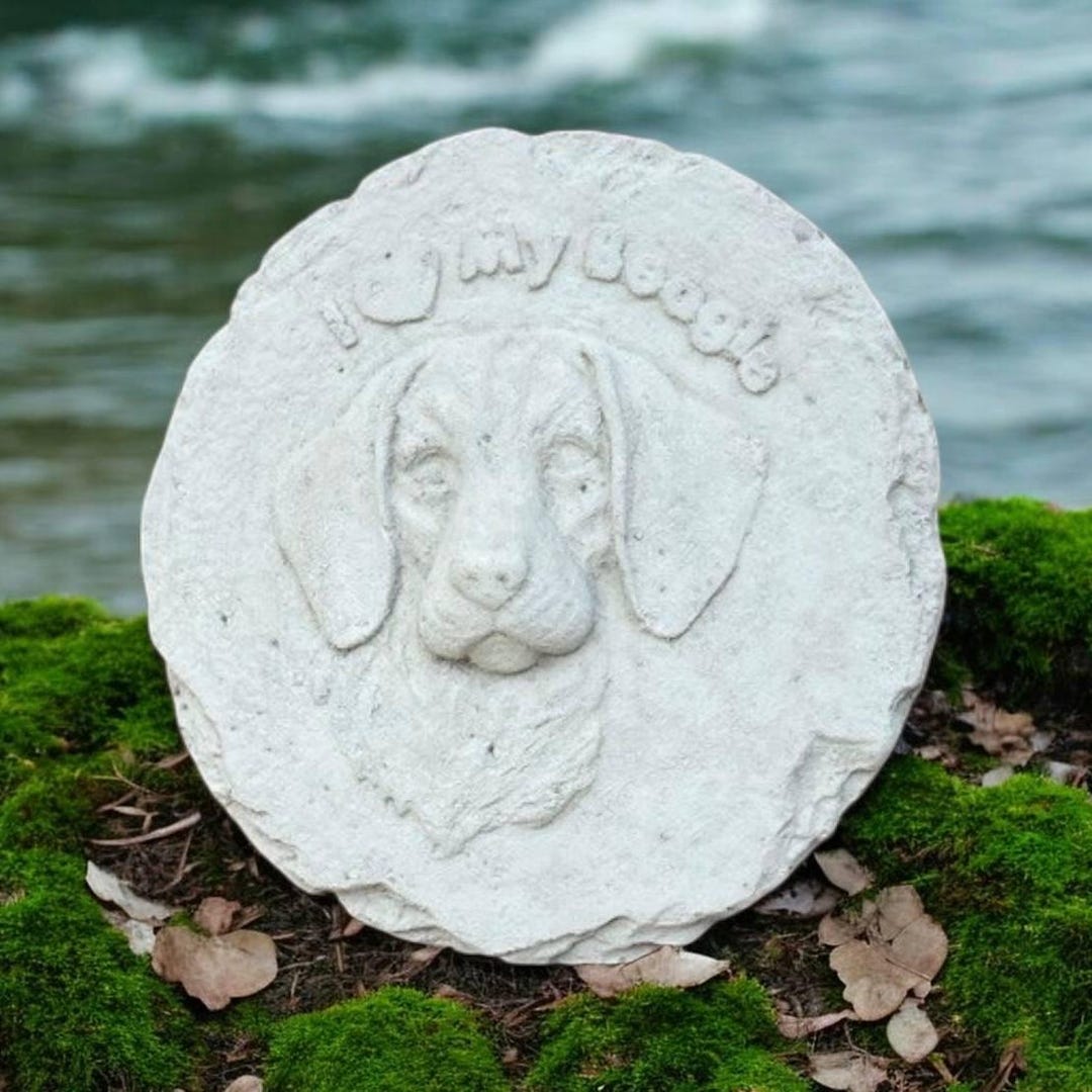 Beagle Dog Sculpture, Concrete Memorial Rock, Dog Grave Statue, Beagle ...