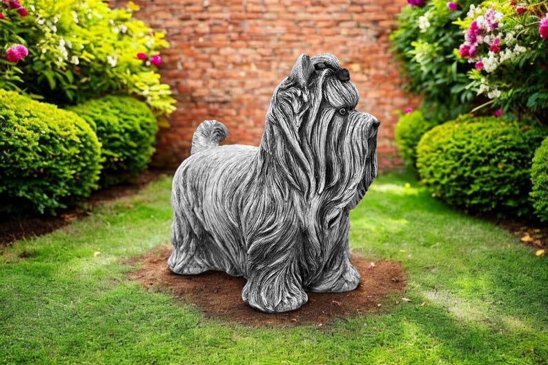 Yard Yorkshire Terrier Figure 10" Painted Standing Yorkie Statue ...