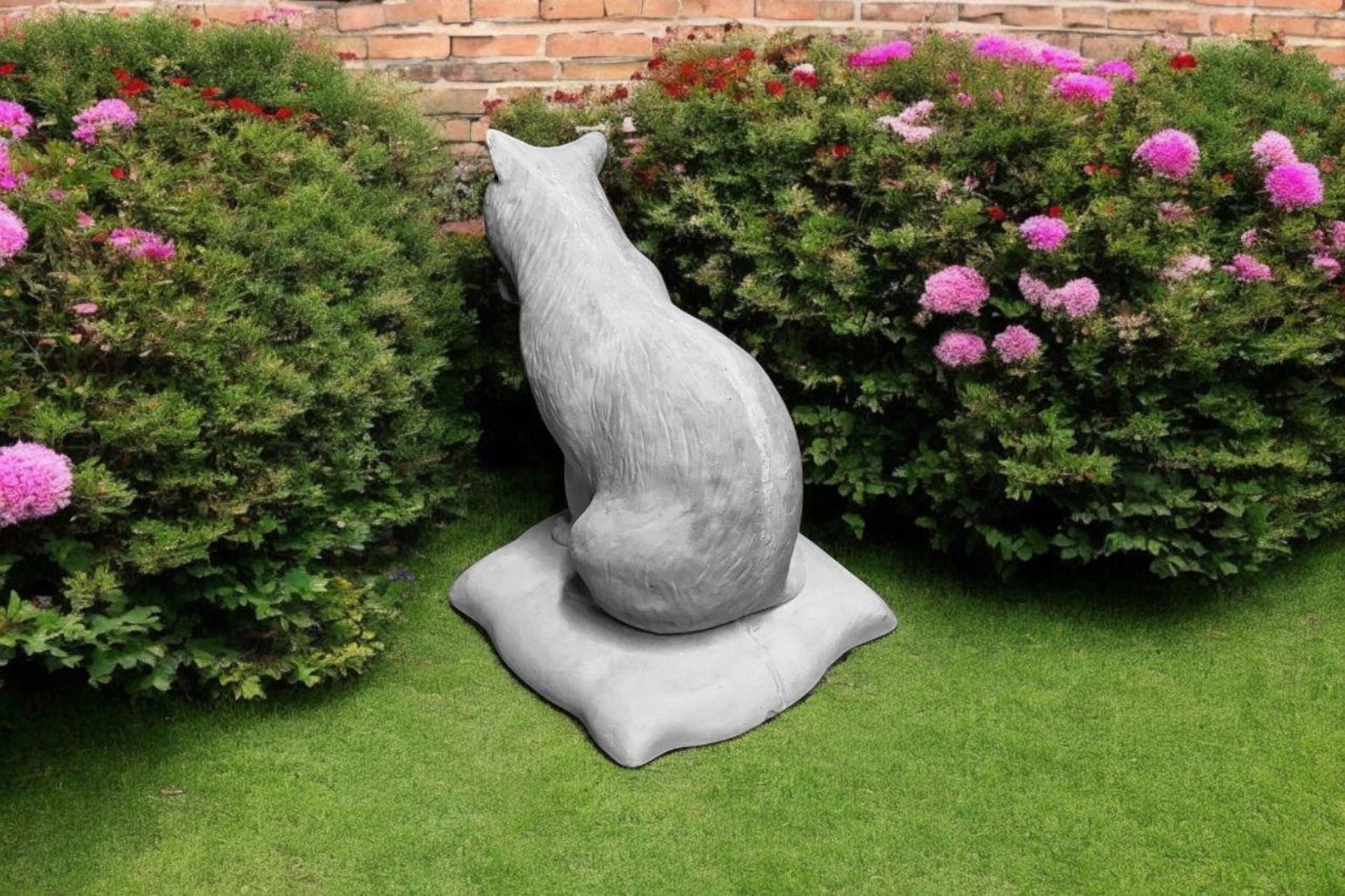 Cat Licking Paw Statue 15" Yard Kitten Figure, Cat Grave Marker, Pet ...