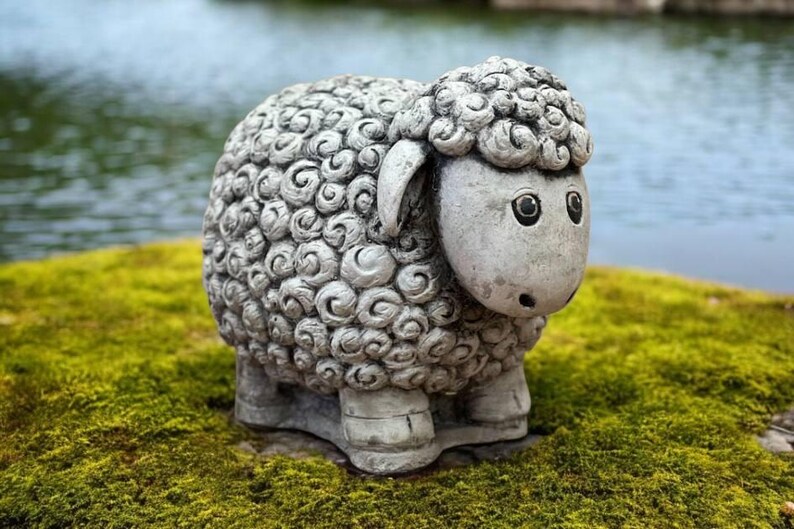 Concrete Sheep Figure 7" Farm Sheep, Animal Statue, Outdoor Sheep Art ...