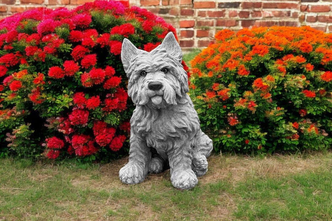 Sccotie Sitting Dog Figure 15" Scottish Terrier Cement Dog Statue ...